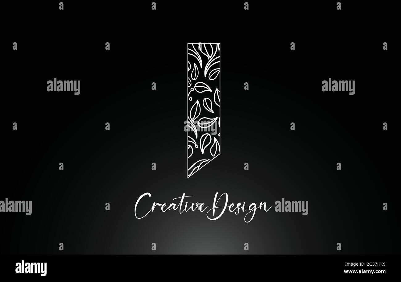 Elegant Letter I Logo made of Flowers with Leafs and Floral Pattern ...