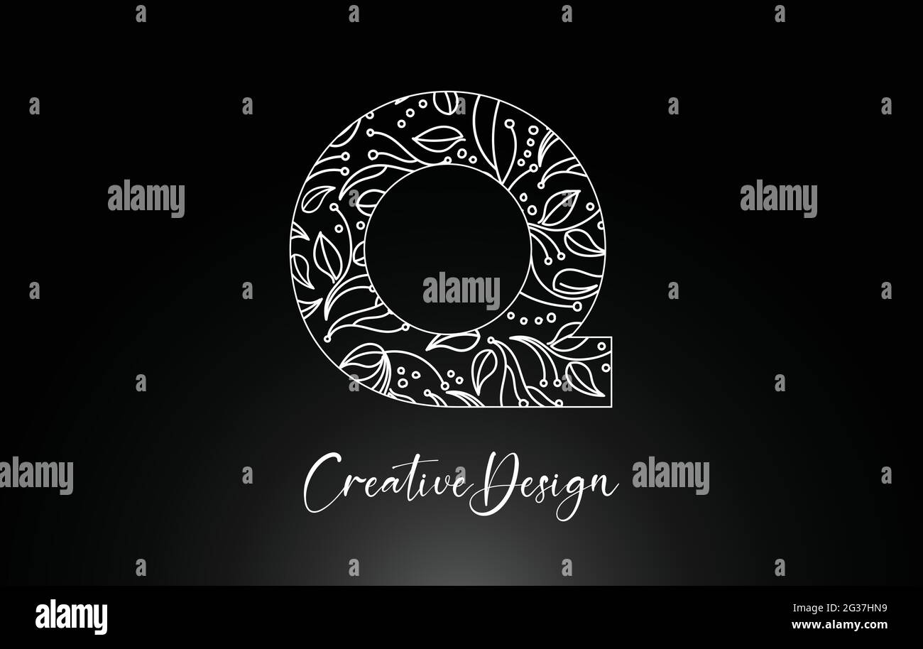 Elegant Letter Q Logo made of Flowers with Leafs and Floral Pattern ...