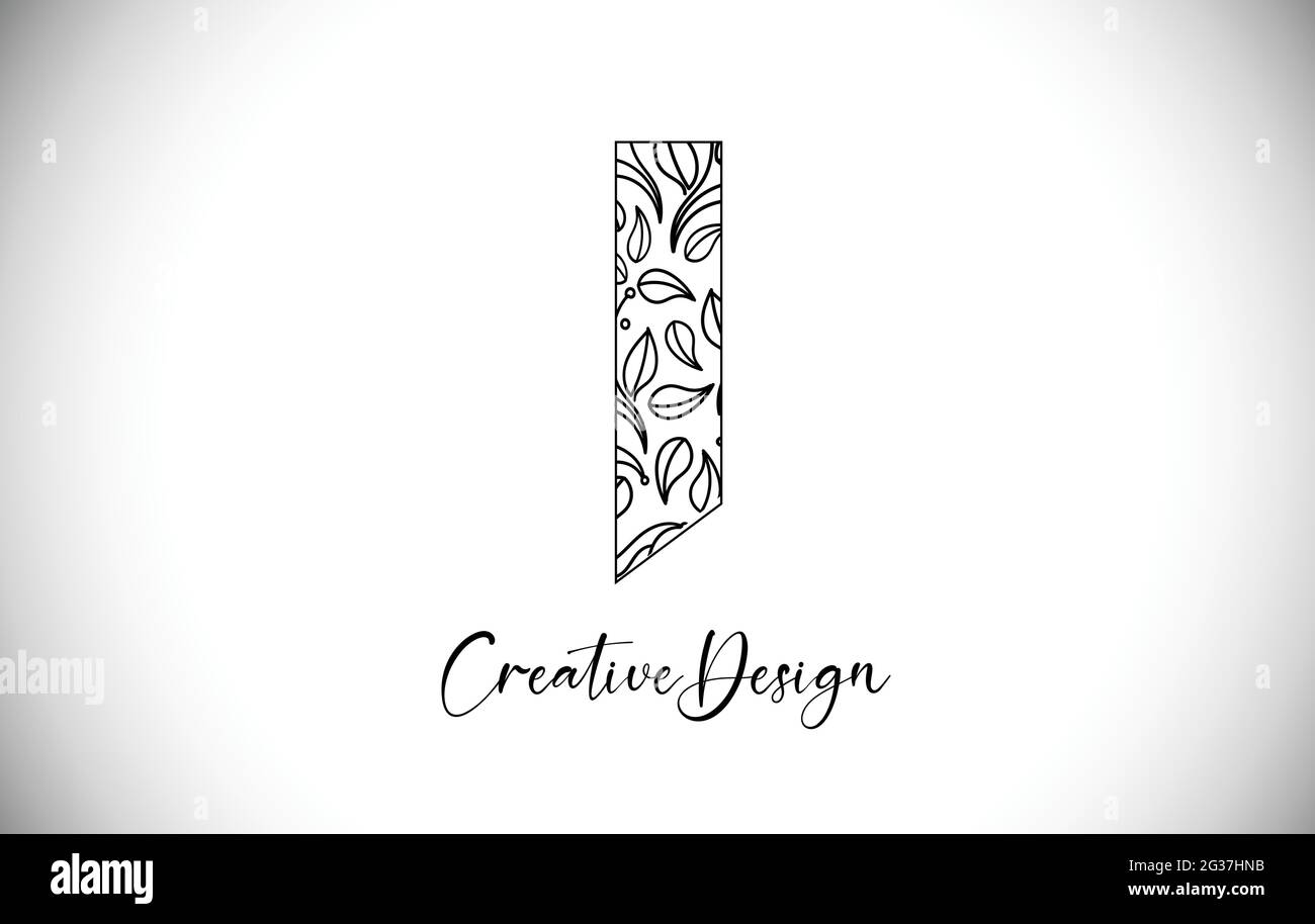 Elegant Letter I Logo made of Flowers with Leafs and Floral Pattern ...