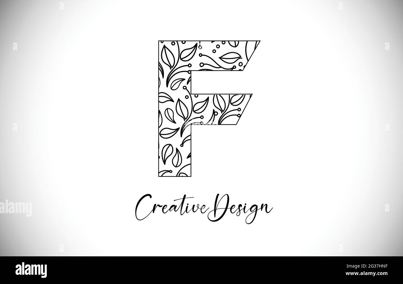 Elegant Letter F Logo made of Flowers with Leafs and Floral Pattern ...