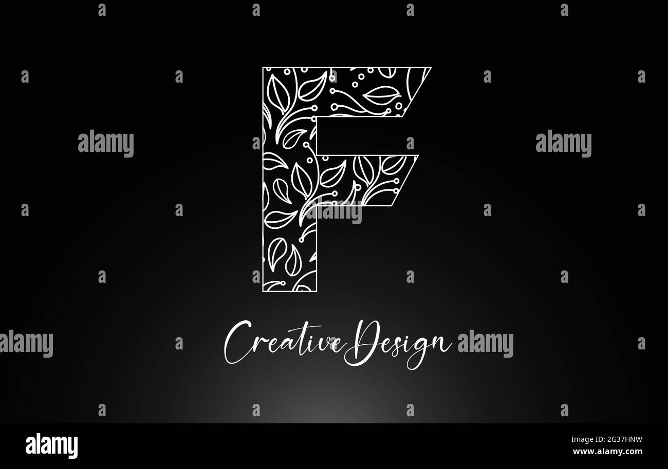 Elegant Letter F Logo made of Flowers with Leafs and Floral Pattern ...