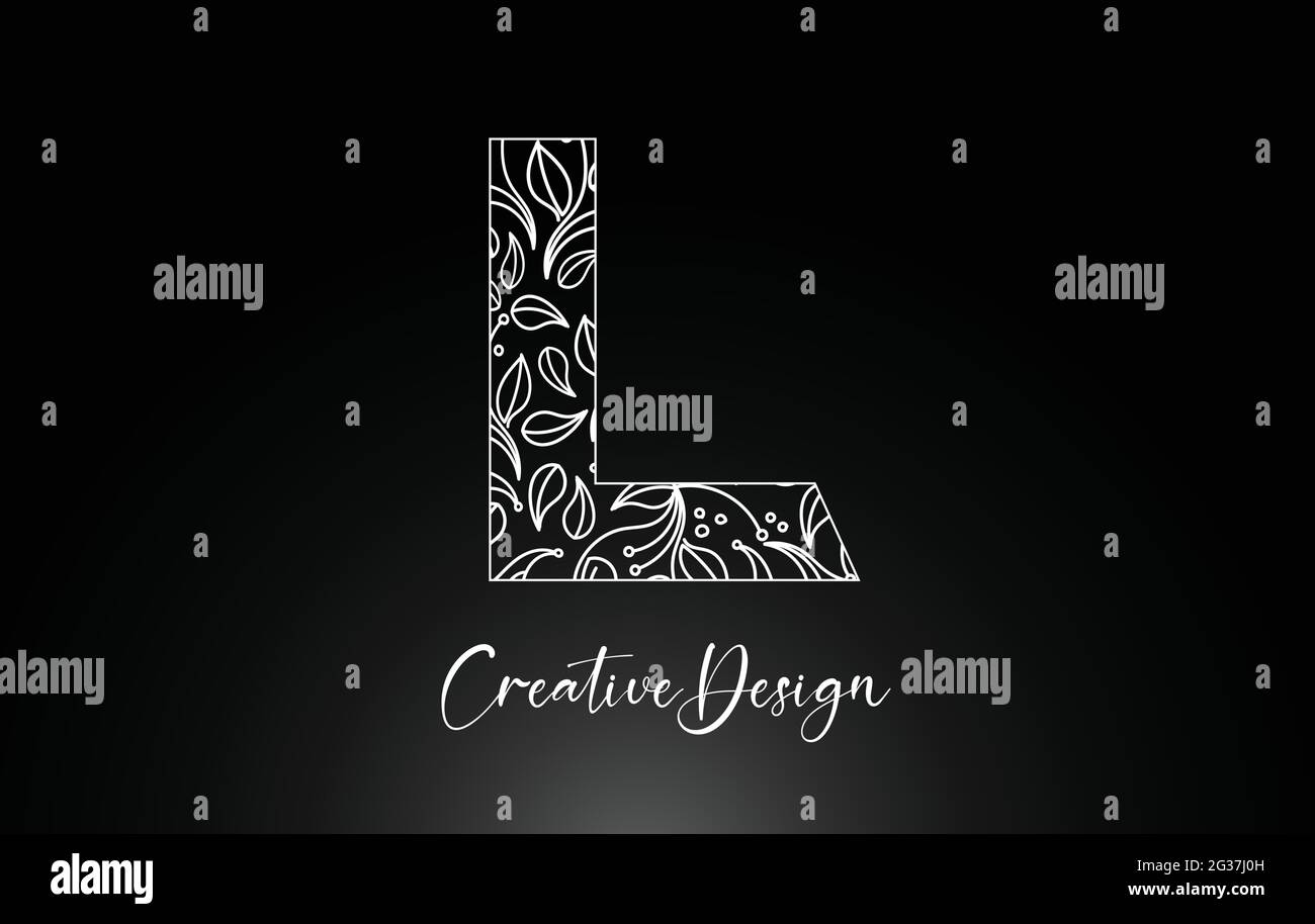 Elegant Letter L Logo made of Flowers with Leafs and Floral Pattern ...