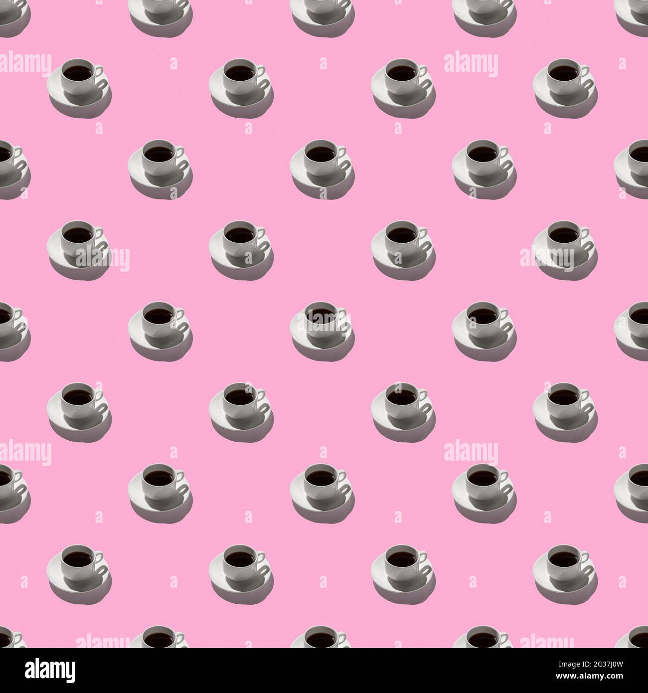 seamless looping pattern with white coffee cups and espresso. hard ...