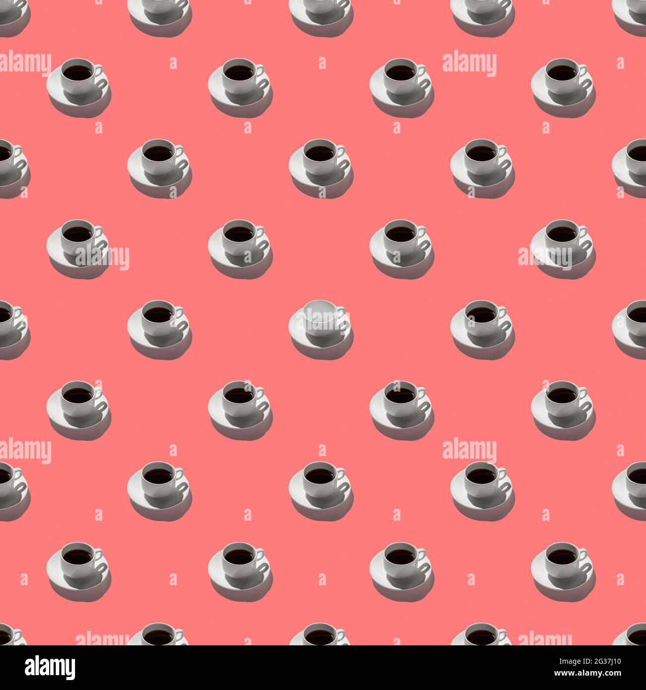 seamless looping pattern with white coffee cups and espresso. hard ...