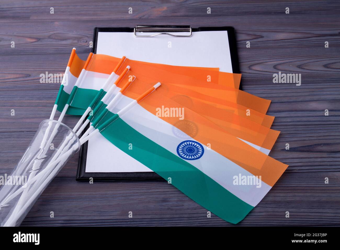 Collection of indian flags on the clipboard with blank paper Stock ...
