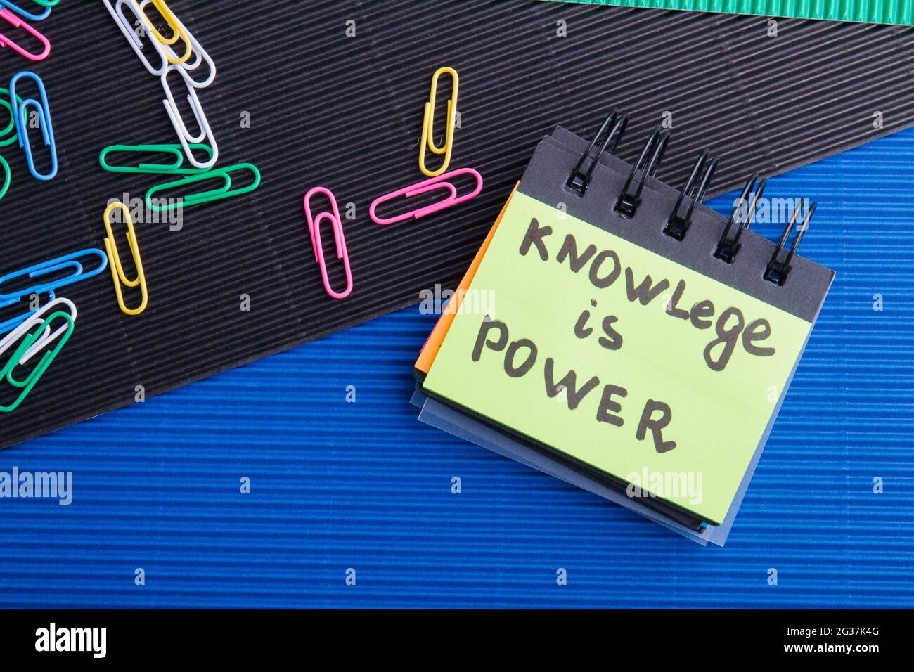 Knowledge is power quote written on the small note book Stock Photo - Alamy