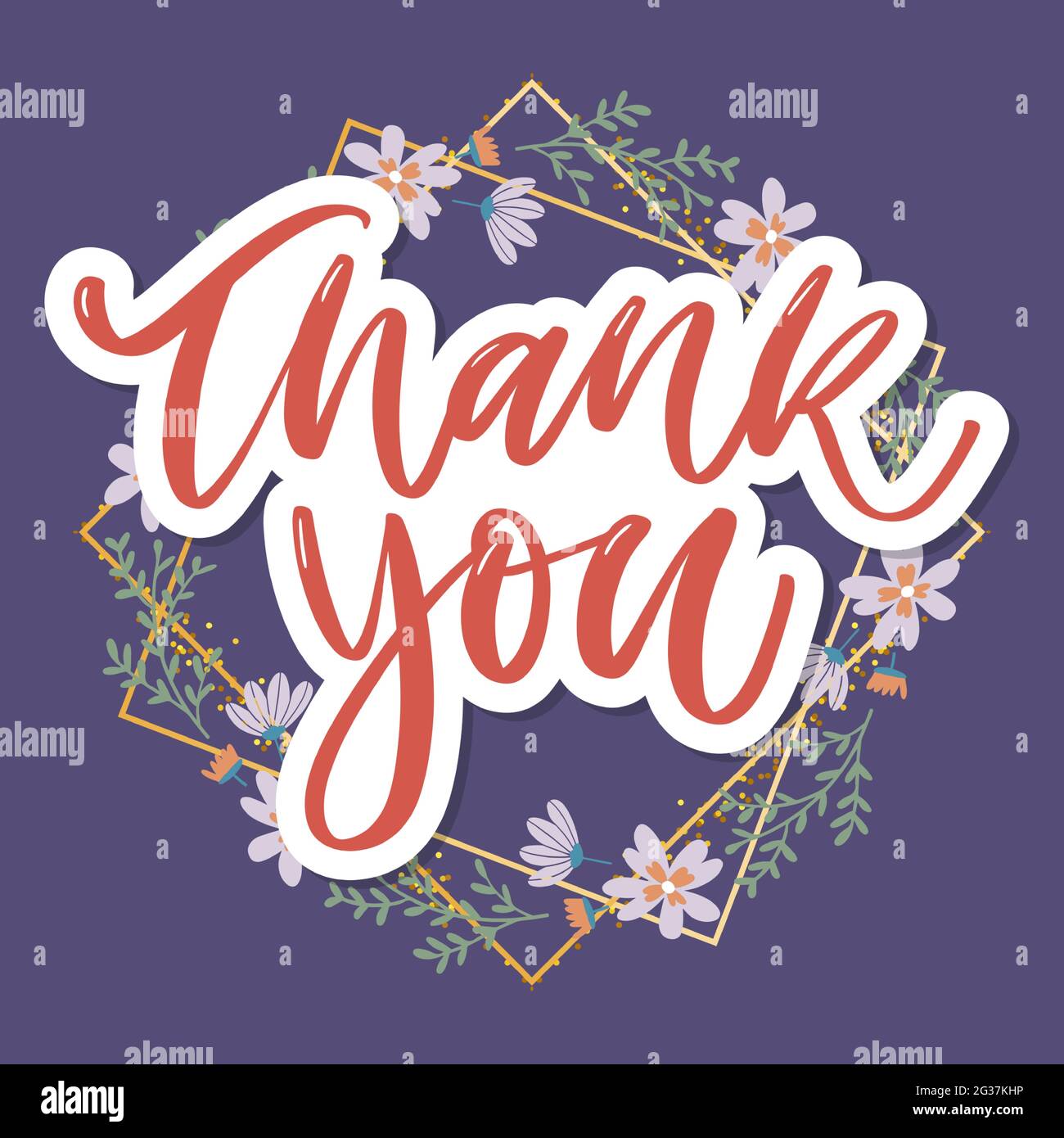 Cute Thank You Script Card Stock Vector Image & Art - Alamy