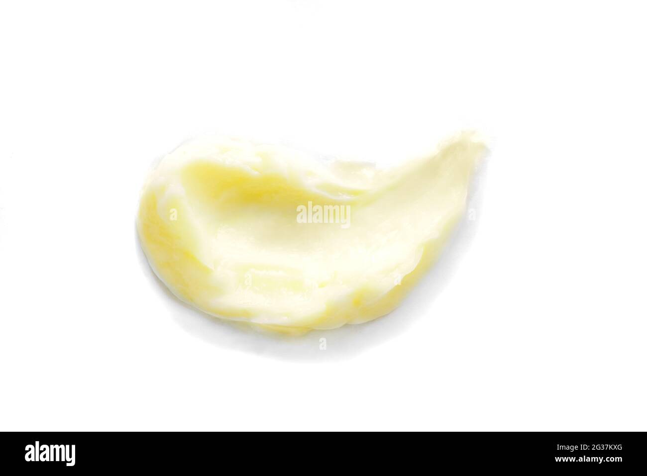Cosmetic cream gel sample isolated on white. Yellow primer cream swatch ...