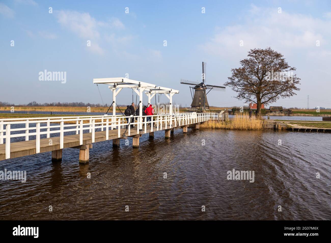 Kinderijk, Netherlands - 11 March 2016: View of the Famous windmills ...