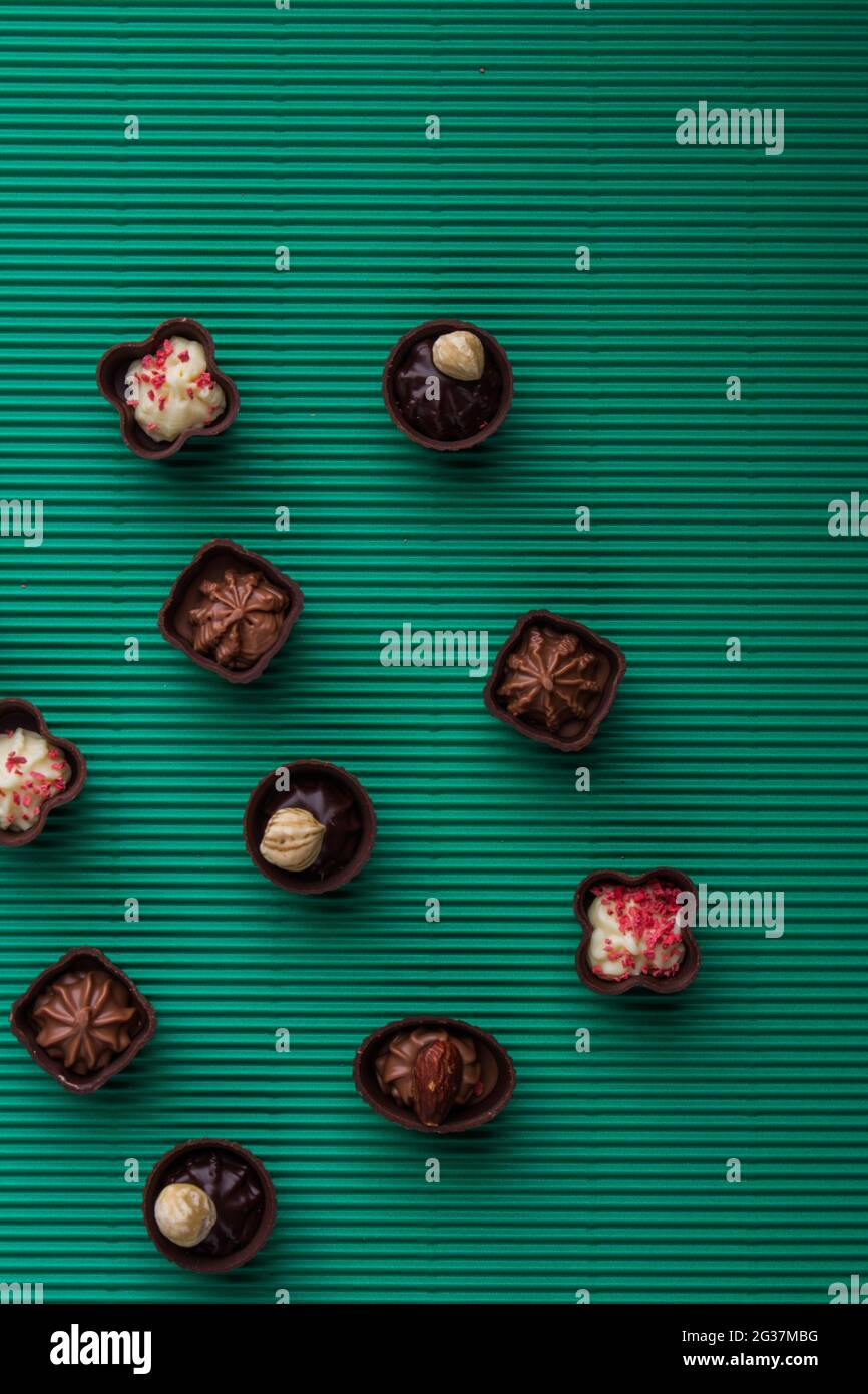 Top view flat lay assortment of delicious sweet candies Stock Photo - Alamy