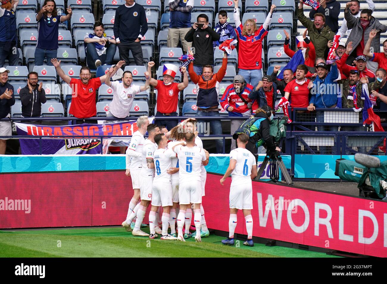 Czech Republic's Patrik Schick celebrates scoring their side's second ...