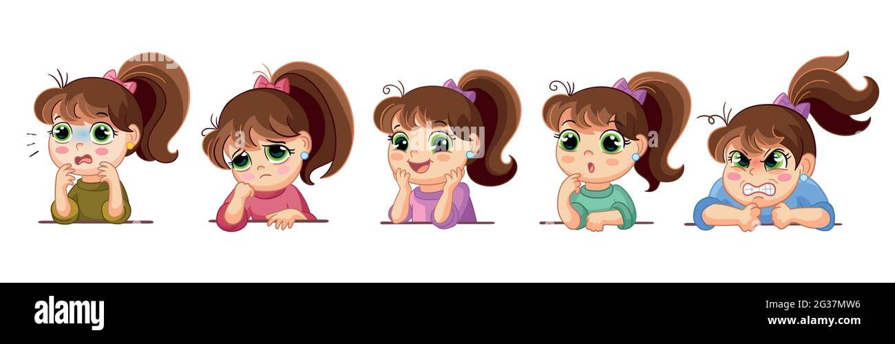 Cartoon girl emotions and expression hi-res stock photography and ...