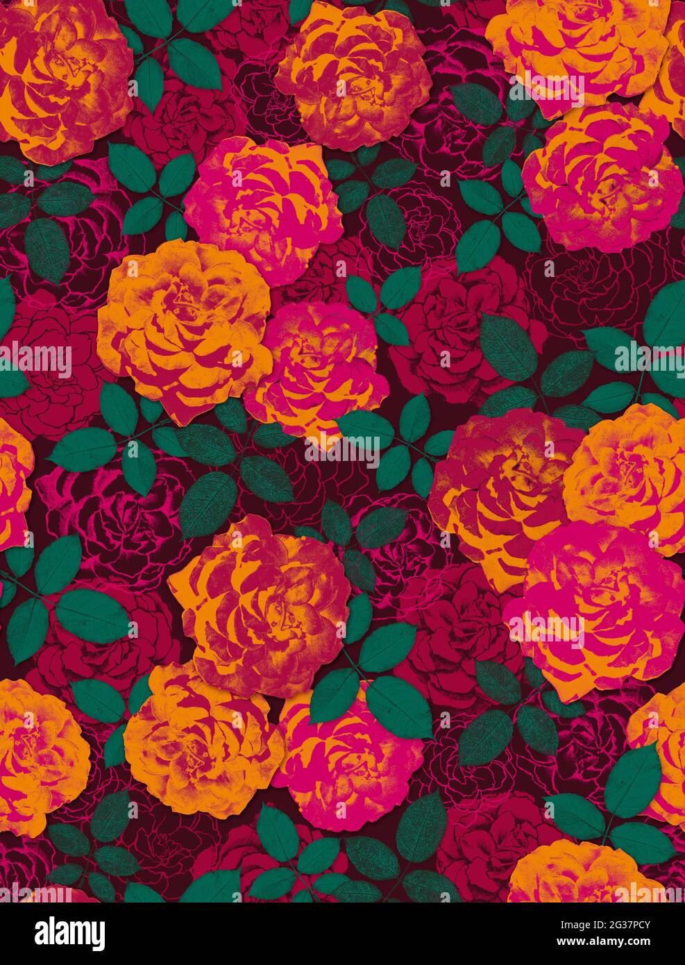 Seamless background with roses hi-res stock photography and images - Alamy