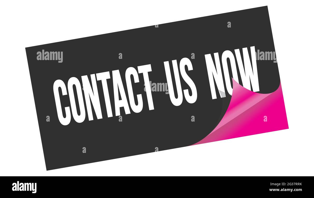 CONTACT US NOW text written on black pink sticker stamp Stock Photo - Alamy