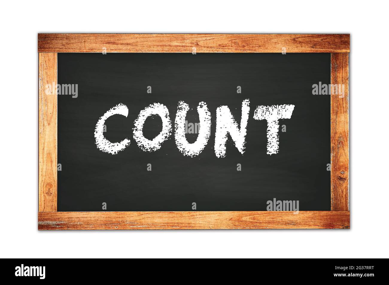 COUNT text written on black wooden frame school blackboard Stock Photo ...