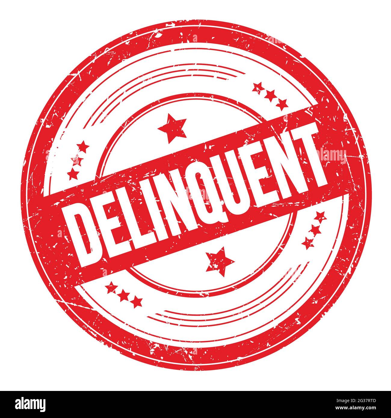 DELINQUENT text on red round grungy texture stamp Stock Photo - Alamy