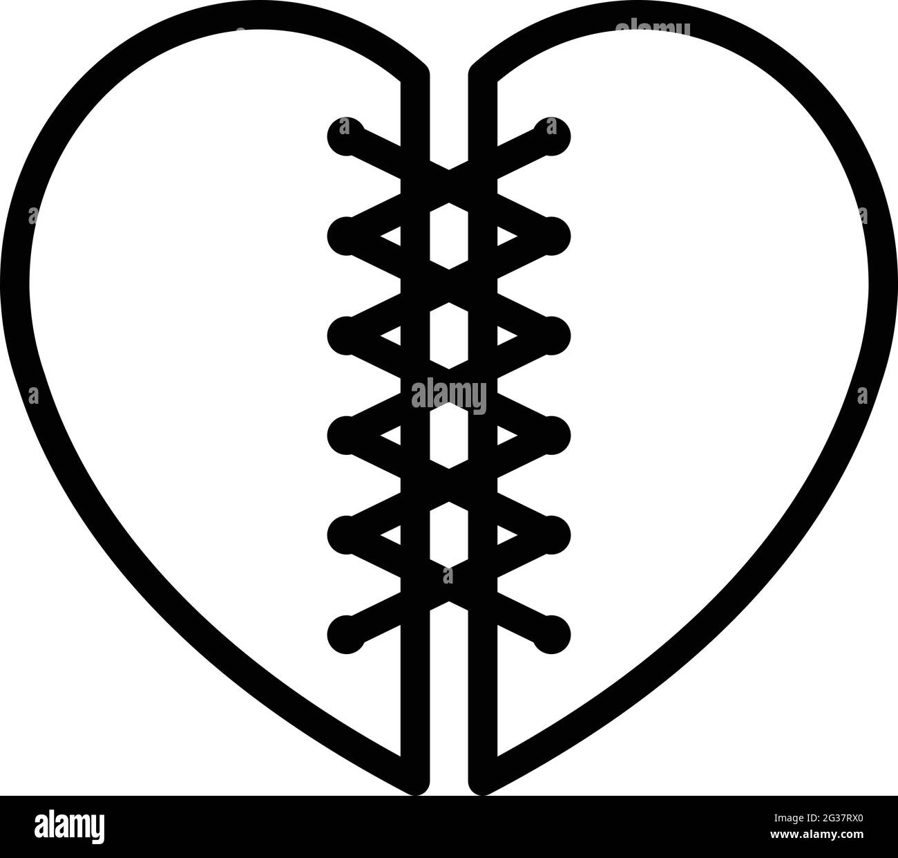 Broken cut heart icon. Outline Broken cut heart vector icon for web ...