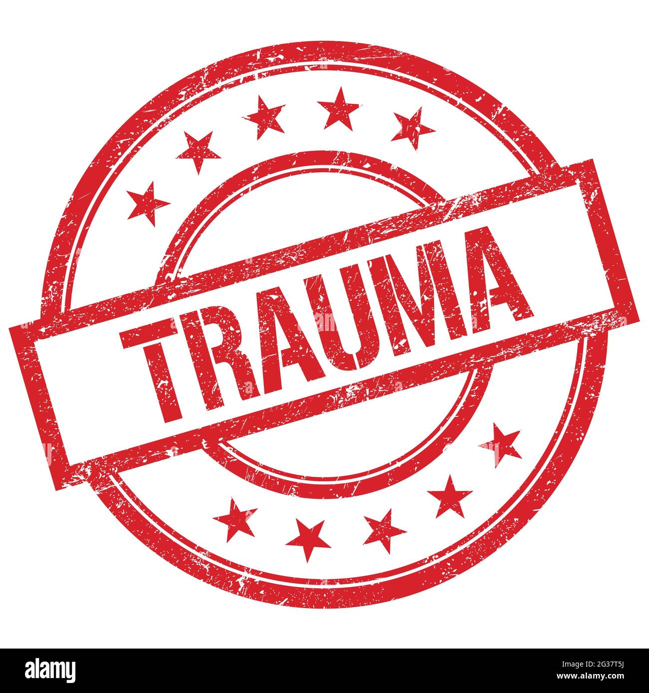 TRAUMA text written on red round vintage rubber stamp Stock Photo - Alamy