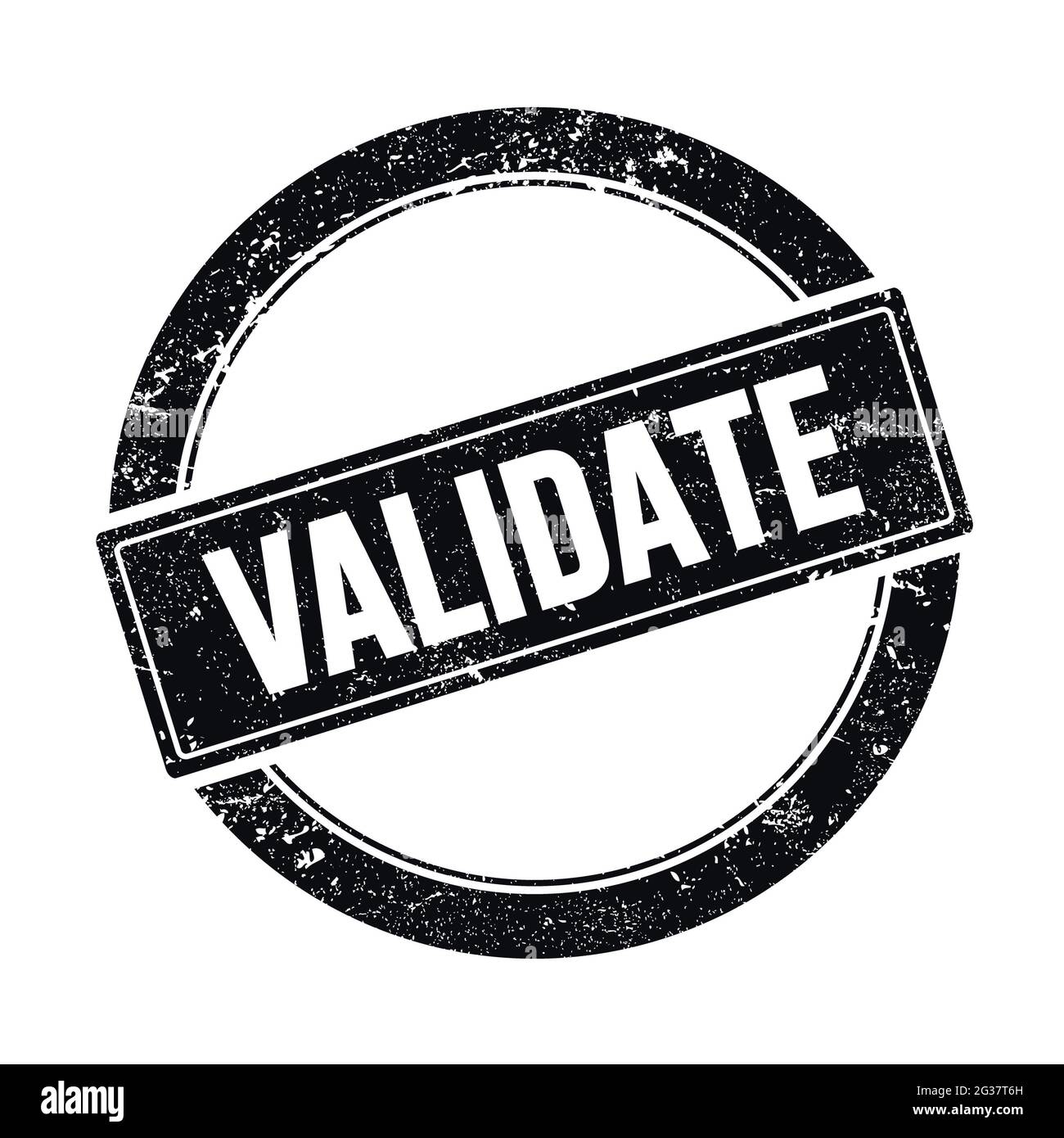 VALIDATE text on black grungy round vintage stamp Stock Photo - Alamy