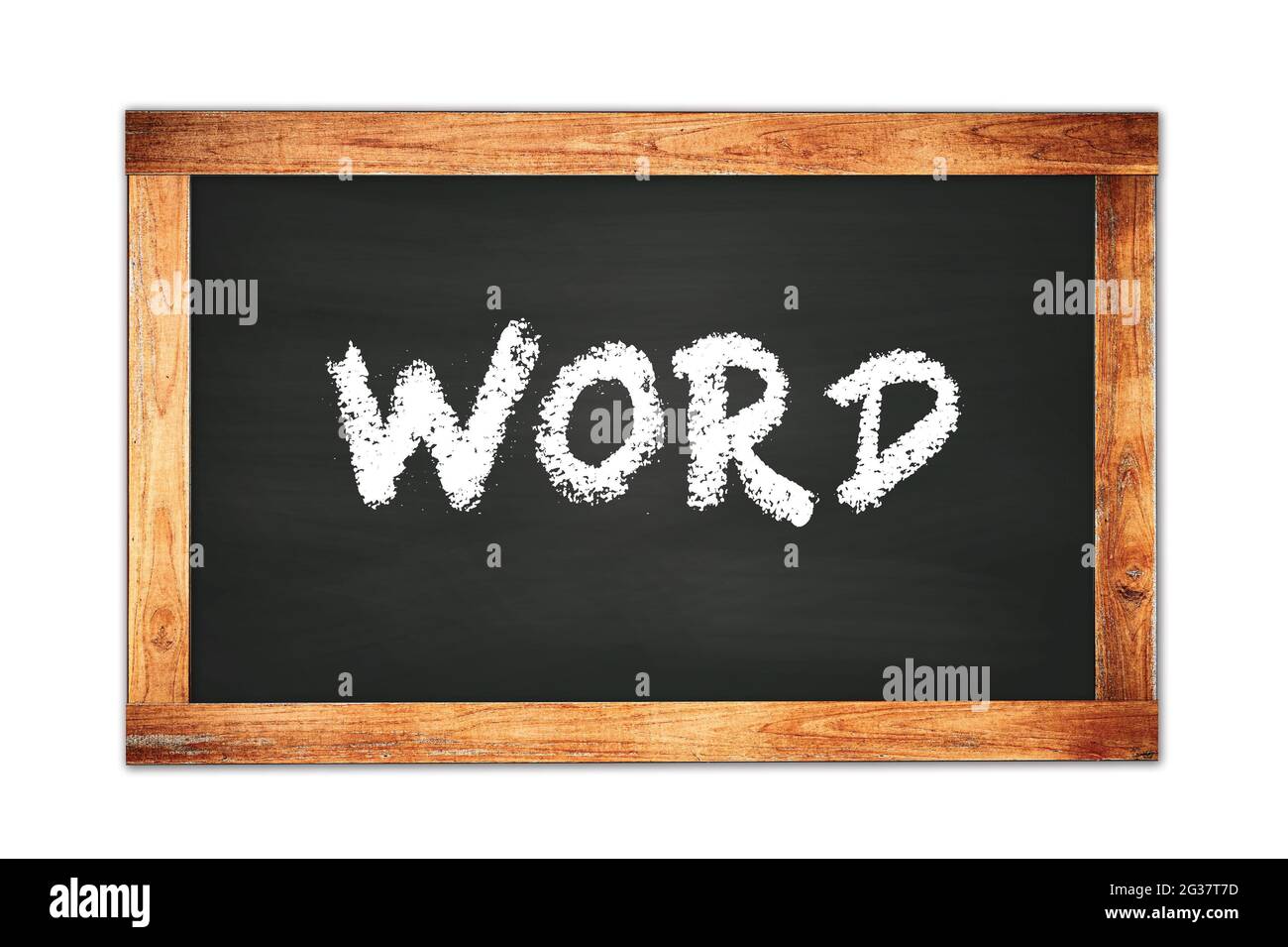 WORD text written on black wooden frame school blackboard Stock Photo ...