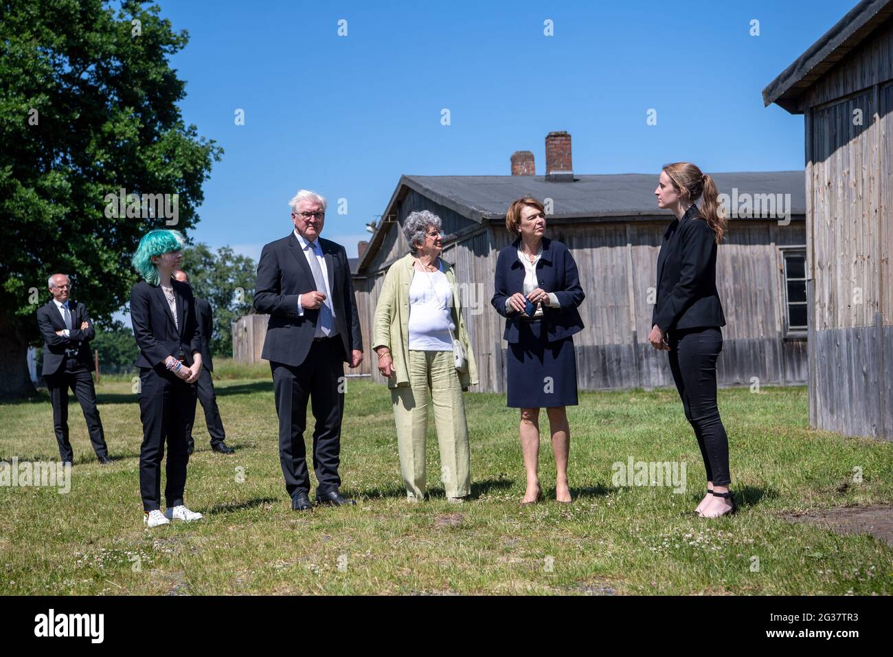 Sandbostel, Germany. 14th June, 2021. Joy Schmidt (l-r), intern at the ...
