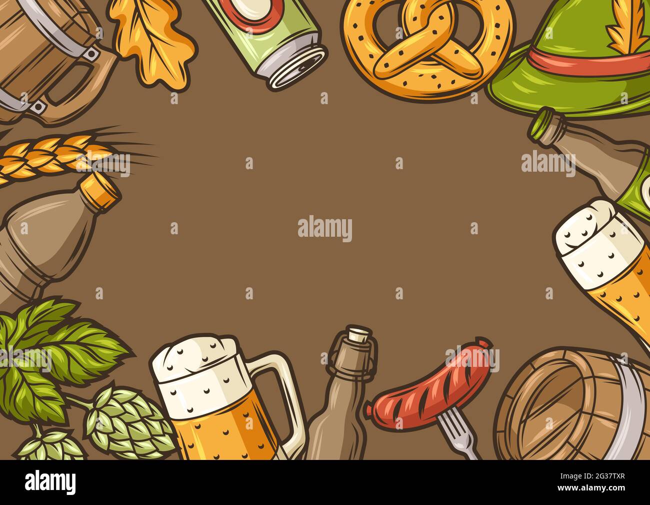 Illustration for beer festival or Oktoberfest. Background for pub or ...