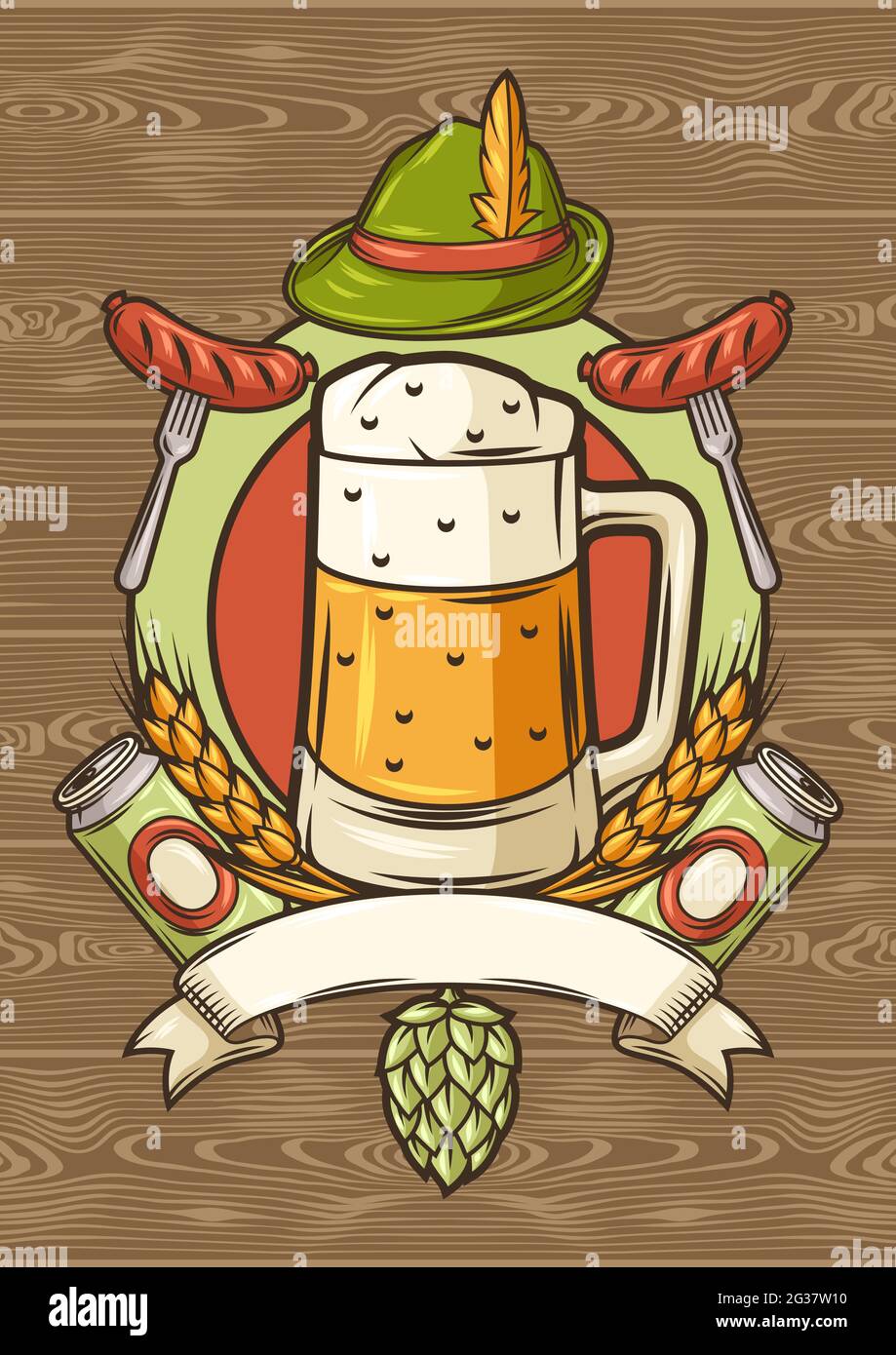 Badge for beer festival or Oktoberfest. Background for pub or bar menu ...