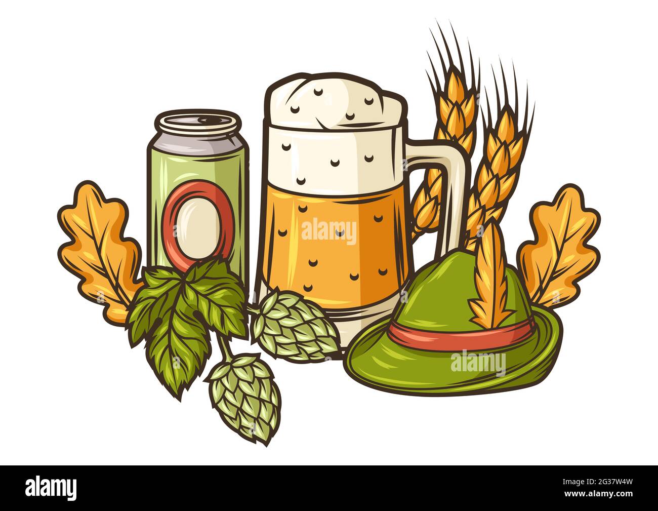 Illustration for beer festival or Oktoberfest. Background for pub or ...