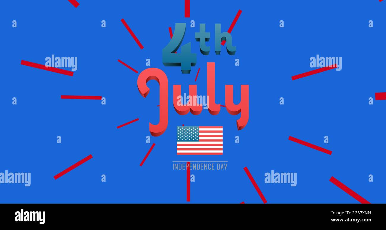 Composition of 4th of july text with american flag colours on blue ...