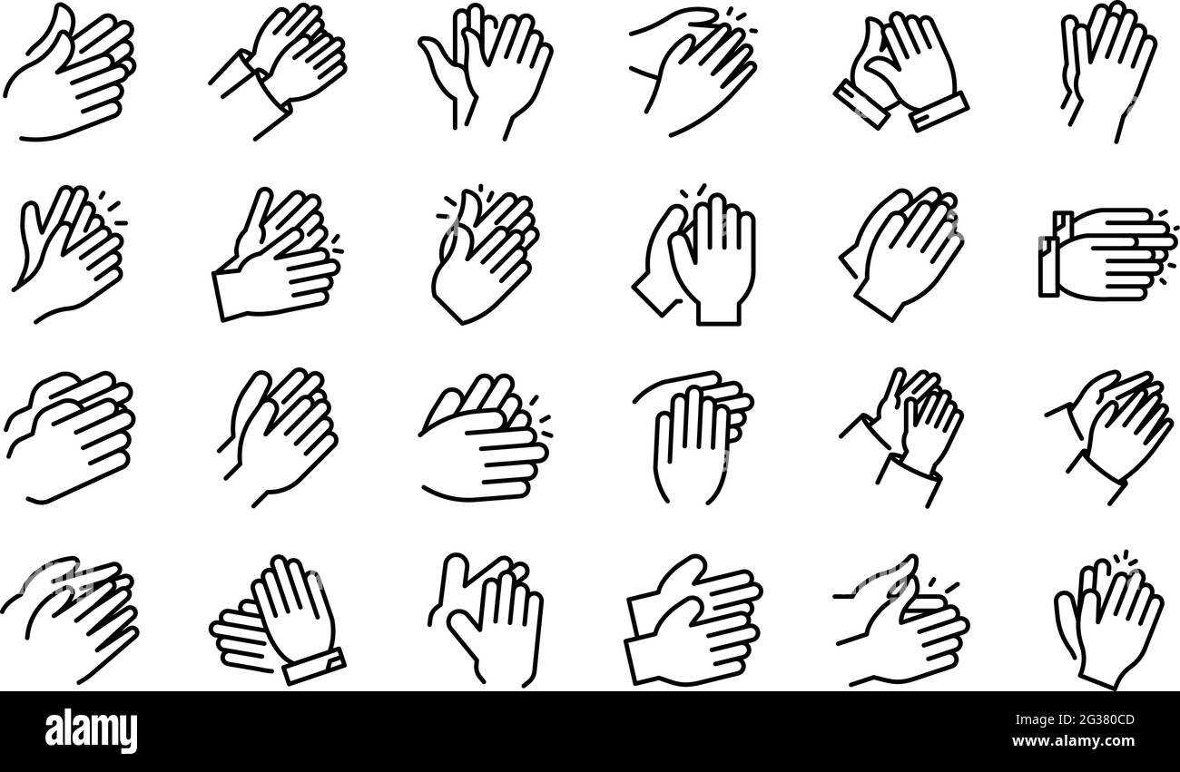 Handclap icons set. Outline set of handclap vector icons for web design ...