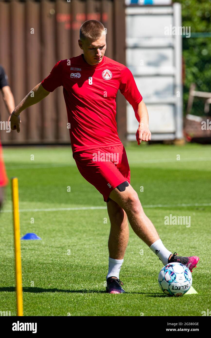 Kortrijk's Ante Palaversa pictured in action during a training session ...