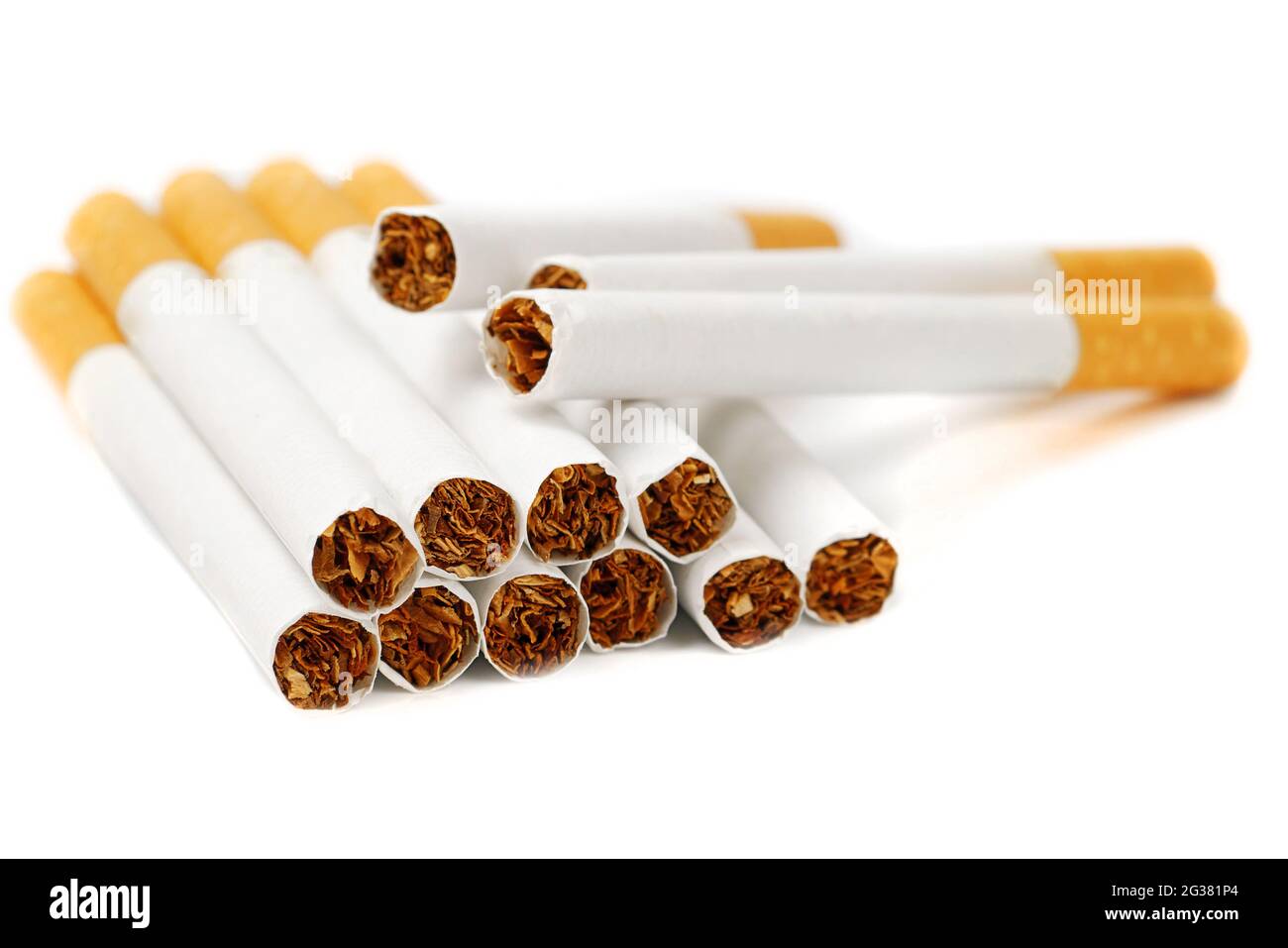 closeup of cigarettes isolated on white background Stock Photo - Alamy