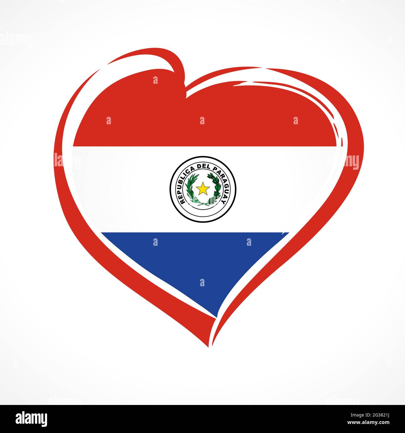 Love Paraguay, heart emblem national flag colored. Flag of Paraguayan with heart shape for ...