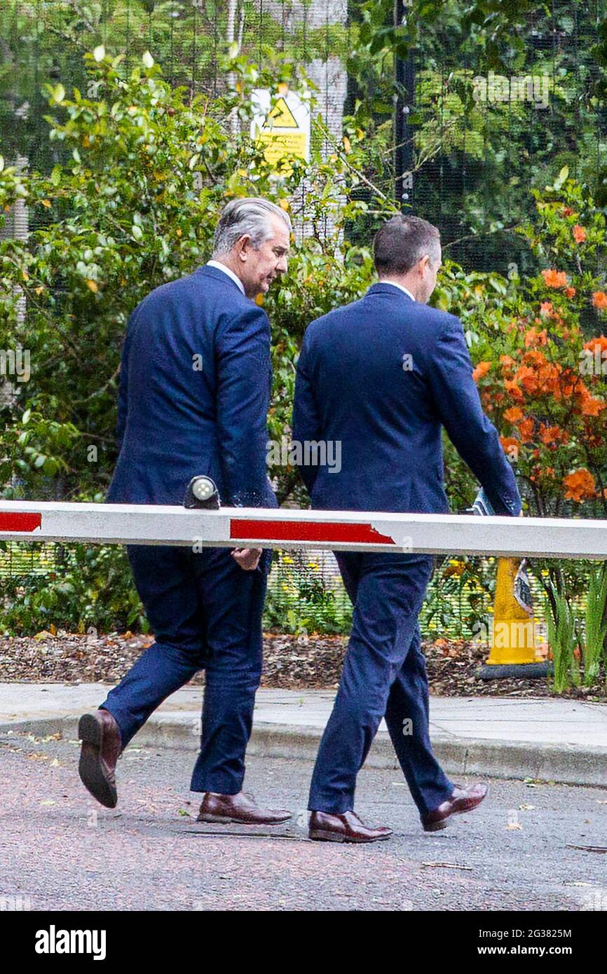 DUP leader Edwin Poots (left) with party colleague First Minister ...