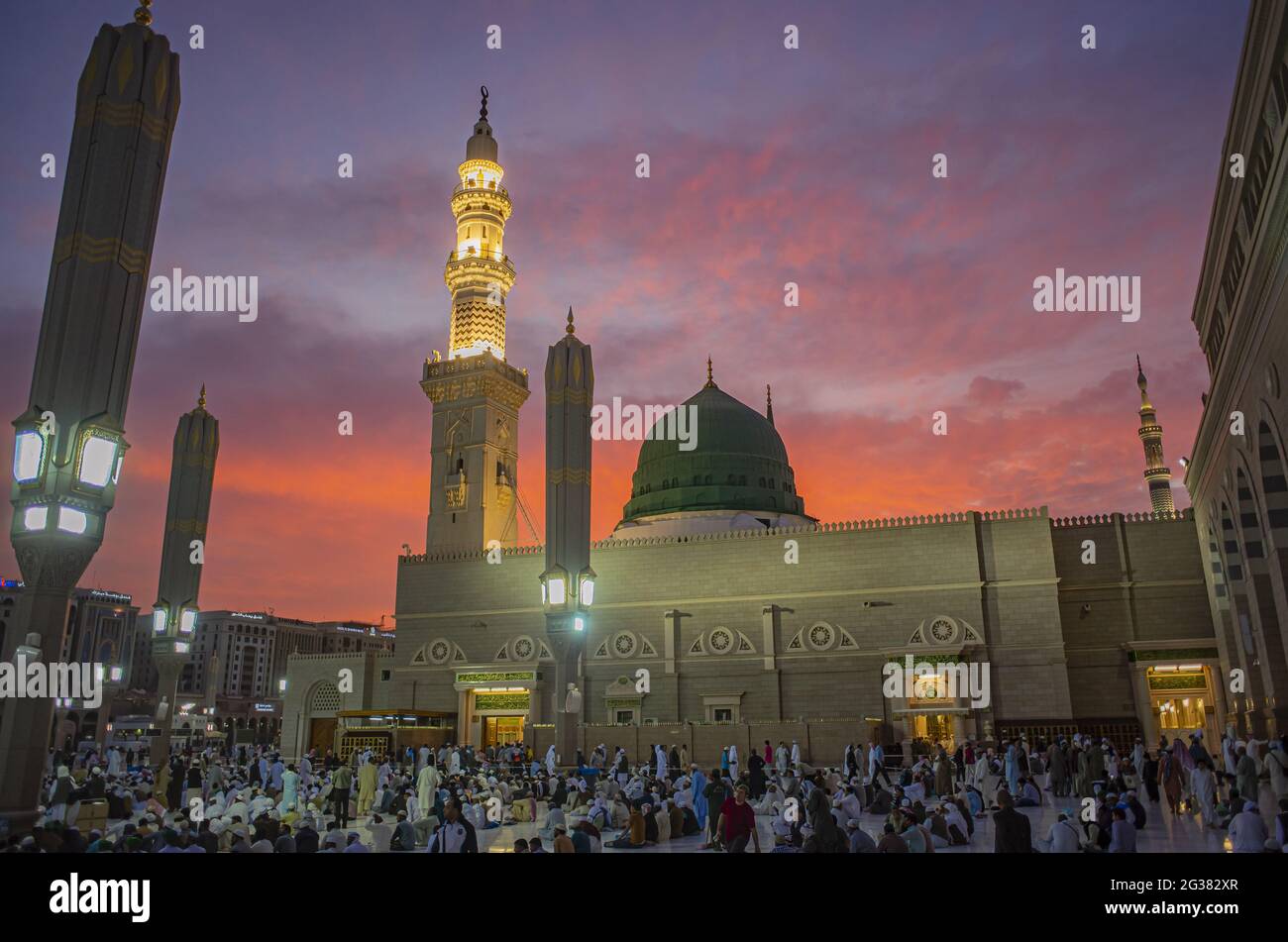 The Holy Prophet's Mosque (Masjid Nabawi) in Madinah, Saudi Arabia This ...
