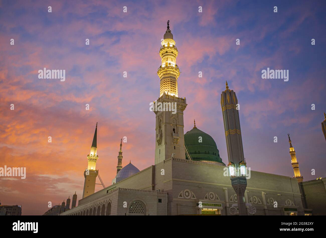 The Holy Prophet's Mosque (Masjid Nabawi) in Madinah, Saudi Arabia This ...