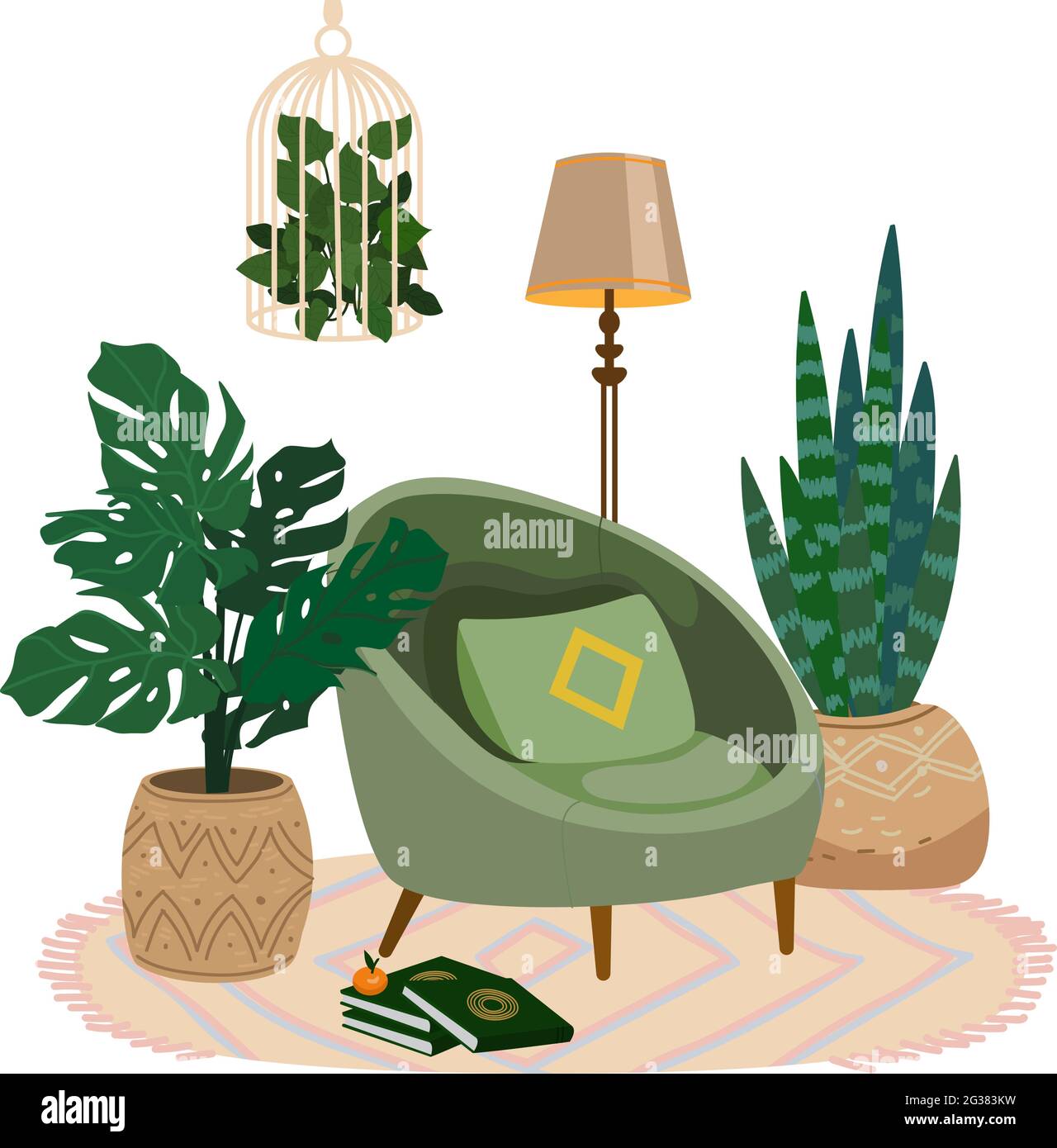 White floor lamp armchair Stock Vector Images - Alamy