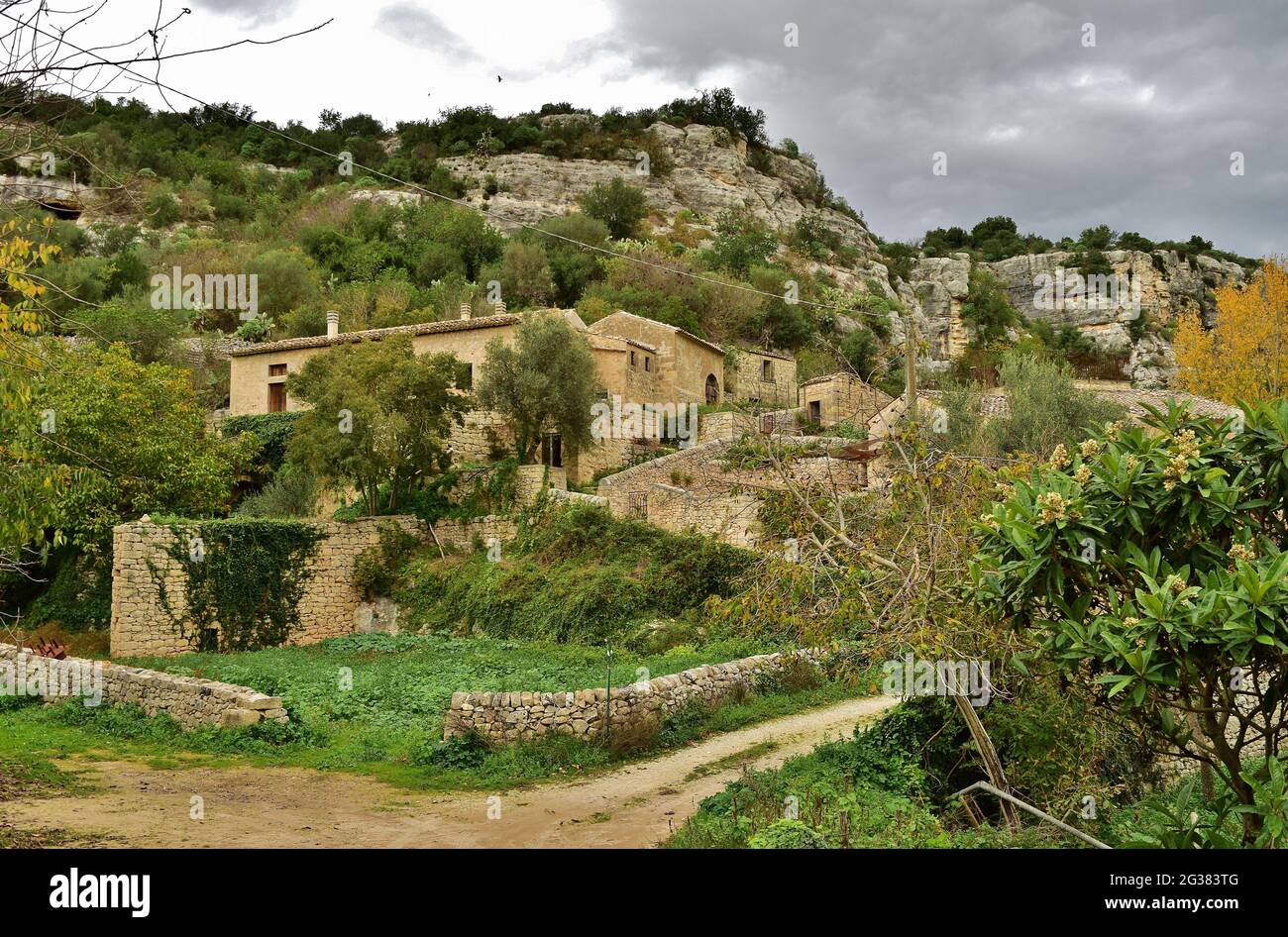 MODICA, SICILY, ITALY - Nov 22, 2015: Farmhouse building in Cava d ...