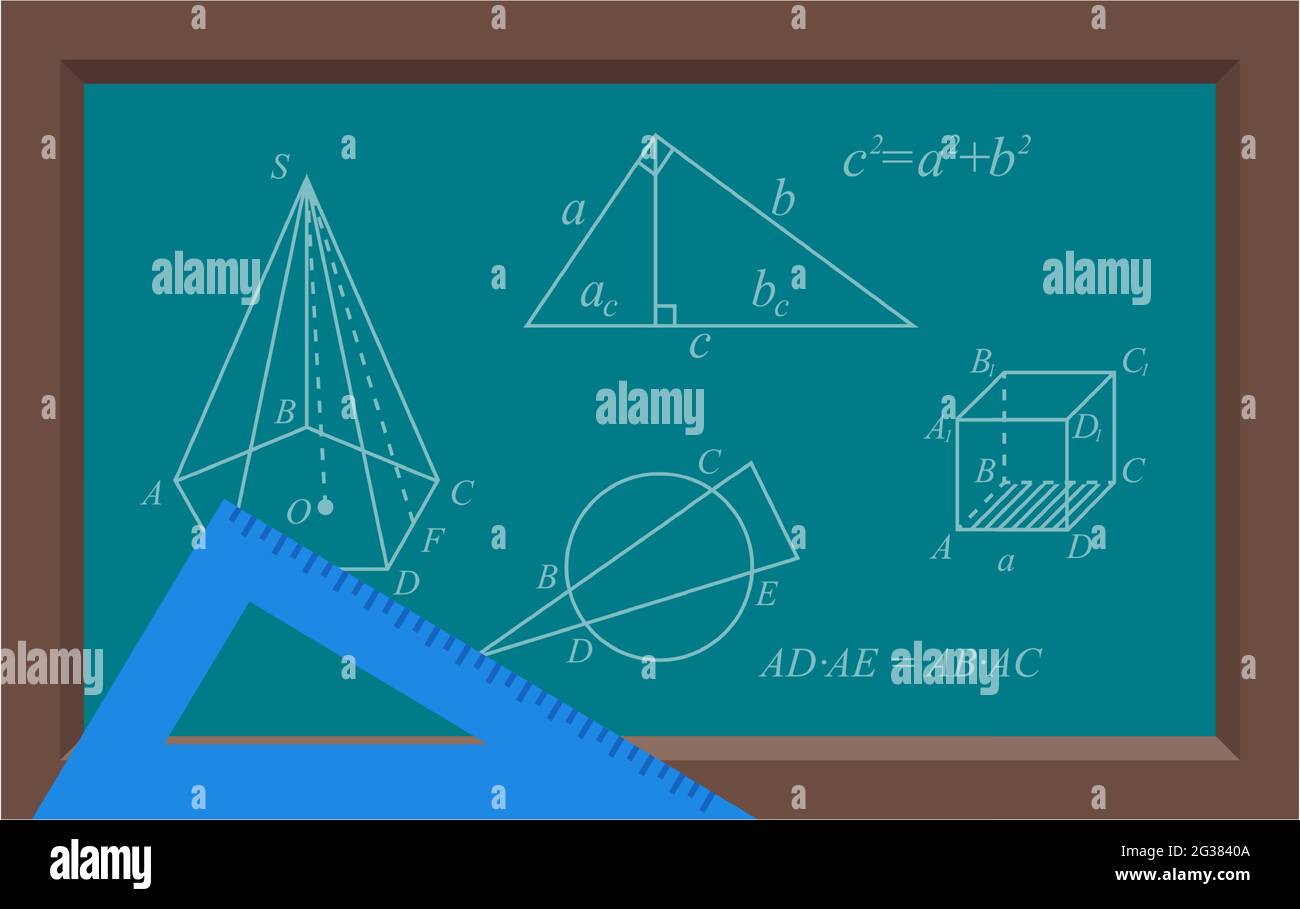 Geometry shape and math formula on vector blackboard Stock Vector Image ...