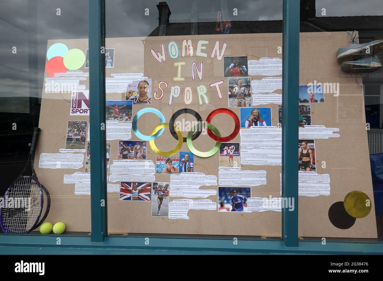 A shop window display of famous women for the New Mills Annual Carnival ...