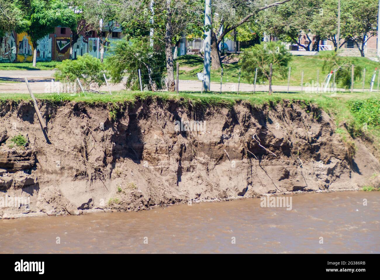 Jesus Maria town in Argentina. Damages caused by flooding of river Los ...