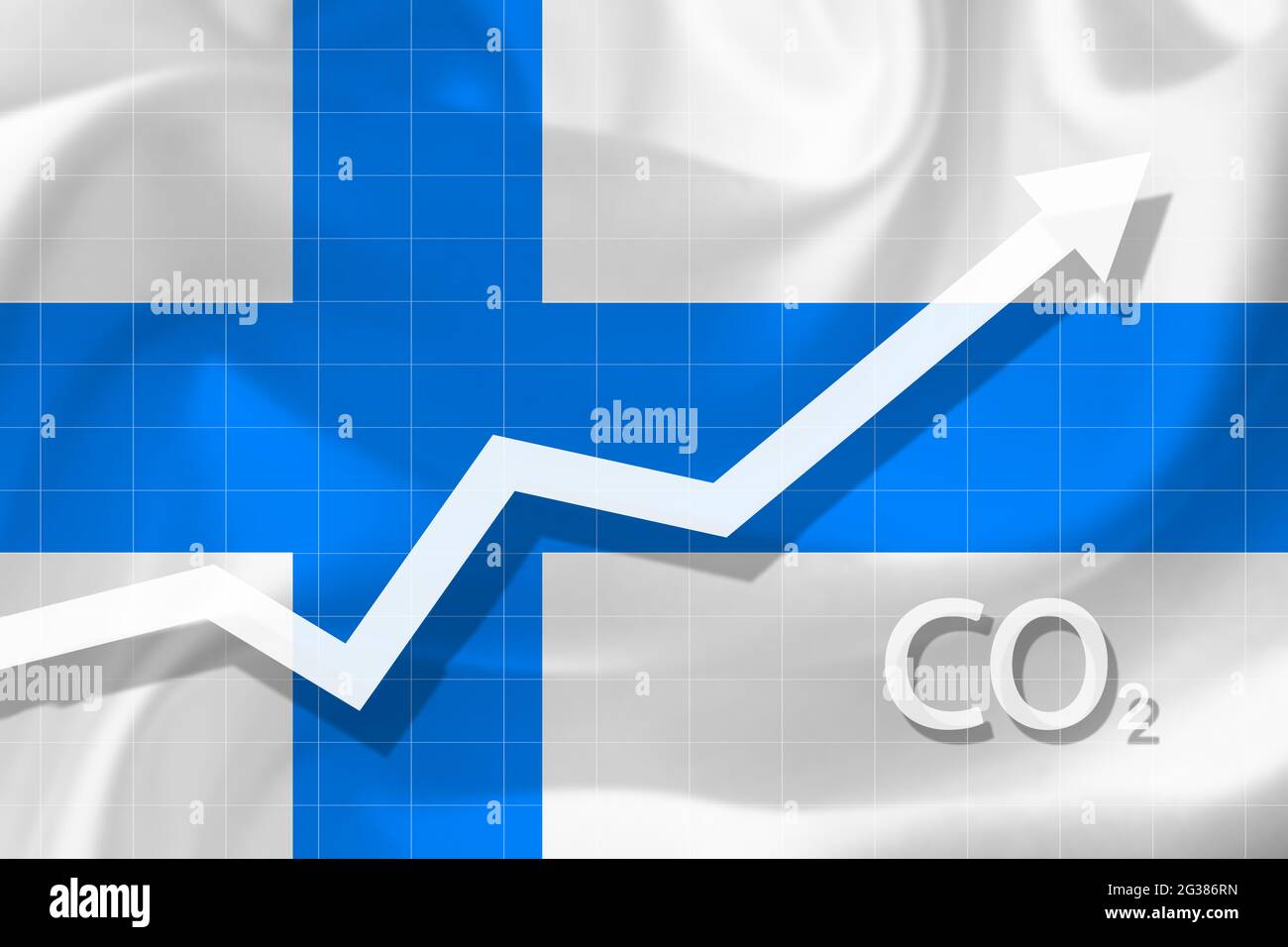 Graph of rising carbon dioxide level in Finland. Air pollution concept ...