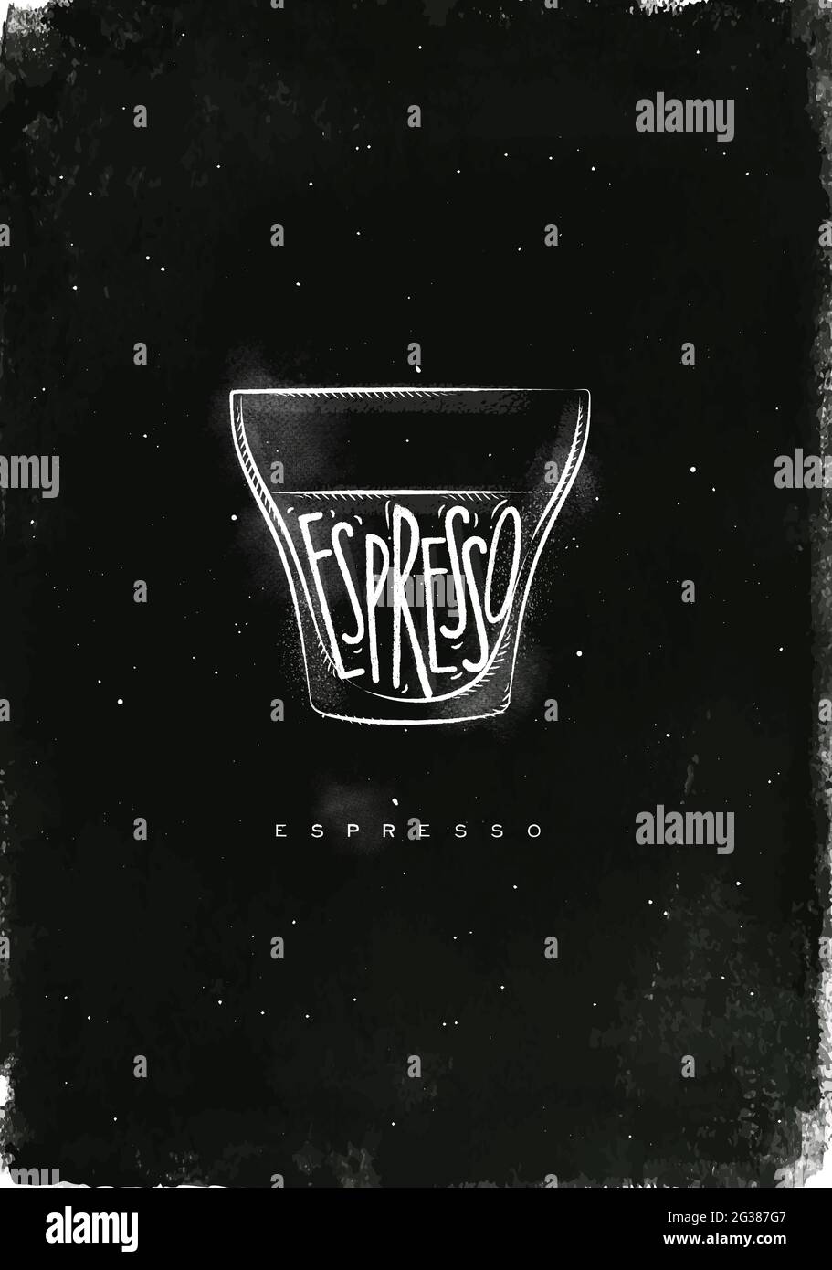 Espresso cup lettering espresso in vintage graphic style drawing with ...