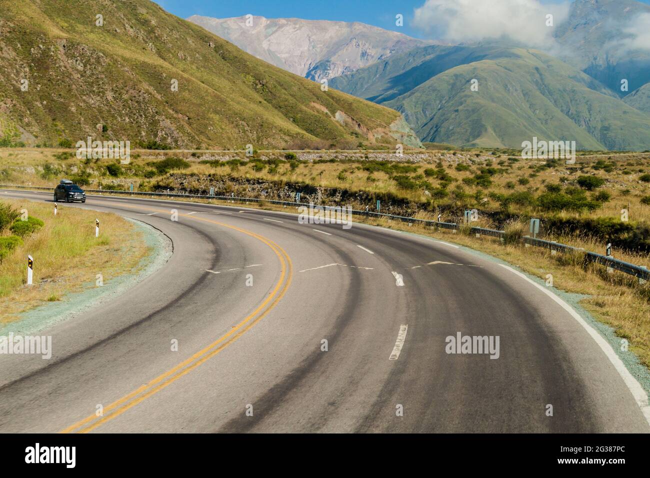 Winding road in Quebrada de Humahuaca valley, Argentina Stock Photo - Alamy