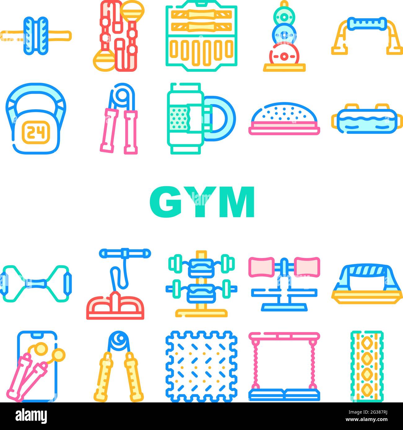 Home Gym Equipment Collection Icons Set Vector Stock Vector Image & Art ...