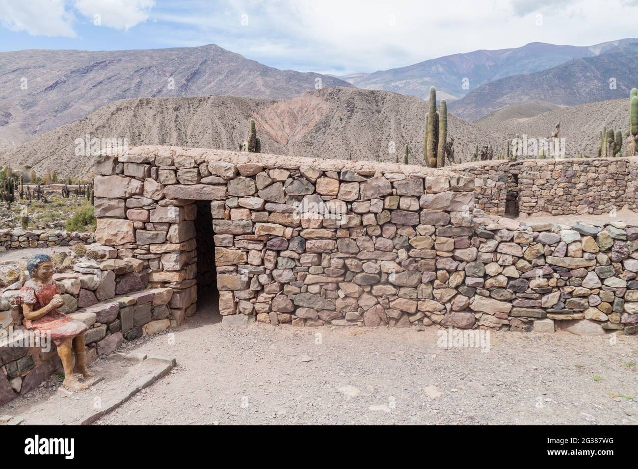 Ruins of pre-Columbian fortification Pucara near Tilcara village in ...