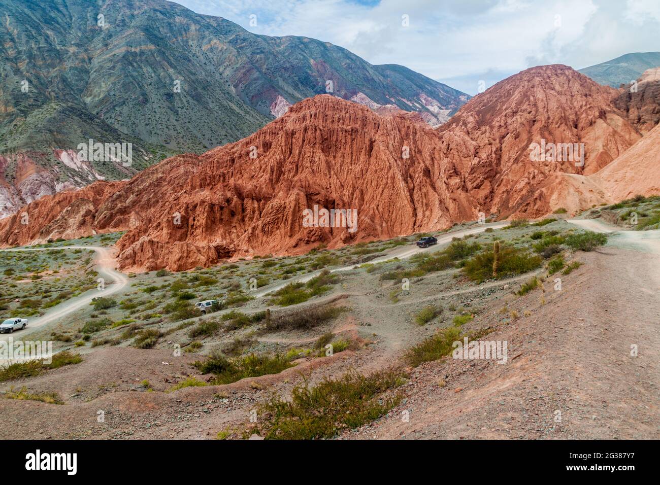 Colorful rock formations near Purmamarca village (Quebrada de Humahuaca ...