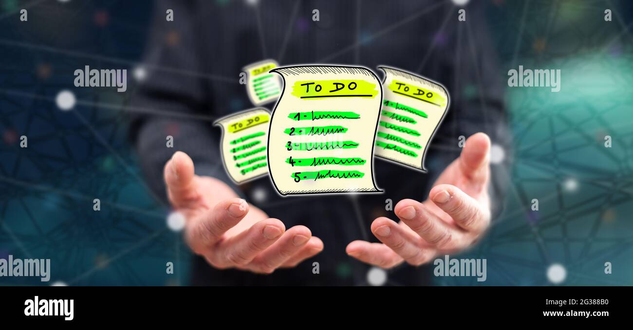 To do list concept above the hands of a man in background Stock Photo ...