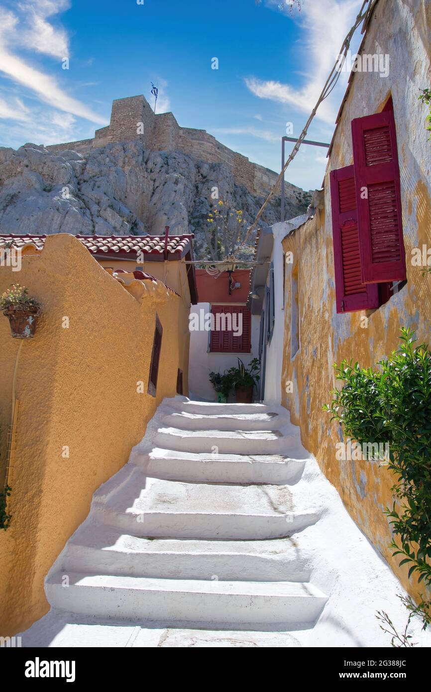 Anafiotika district, below the Acropolis, street photography, Athens ...