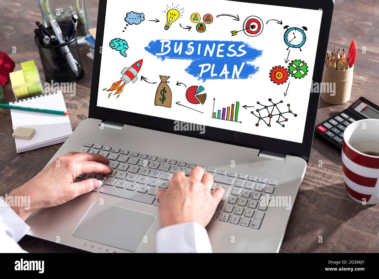 Business plan concept shown on a laptop screen Stock Photo - Alamy